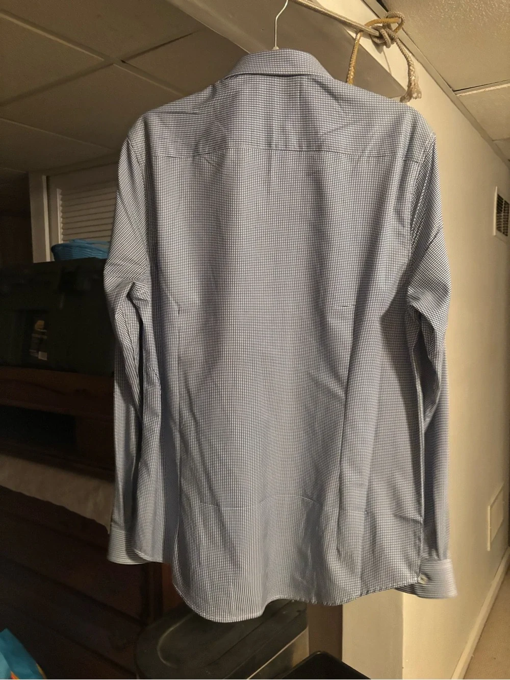 C-Lab | Shirts | Mens Light Blue Microcheck Dress Shirt Classic Point ...